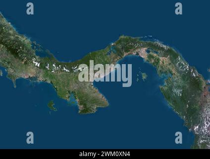 Color satellite image of Panama and neighbouring countries, with ...
