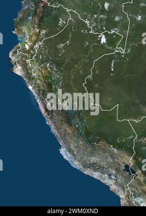 Color satellite image of Peru and neighbouring countries Stock Photo ...