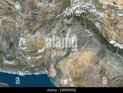 Color satellite image of Pakistan, Afghanistan and neighbouring ...