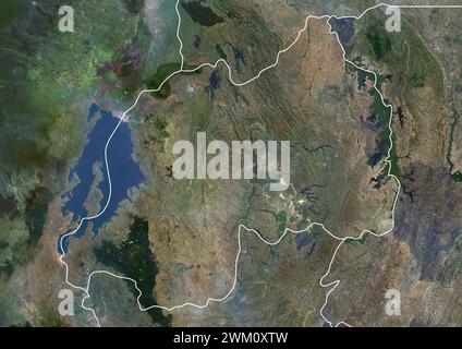 Color satellite image of Rwanda and neighbouring countries Stock Photo ...
