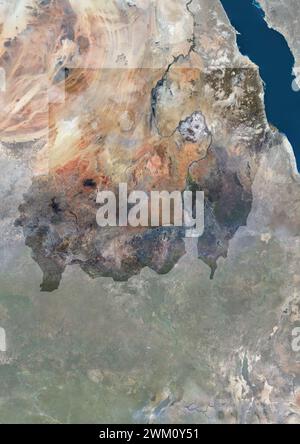 Color satellite image of Sudan, South Sudan and neighbouring countries ...