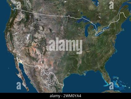 Color satellite image of Canada and neighbouring countries Stock Photo ...