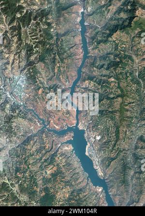 Color satellite image of the Jinsha River in 1987, before the ...
