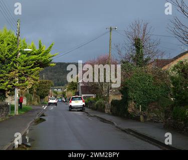 February 2024 - Barrows road on a wet day in Cheddar, Somerset, England ...