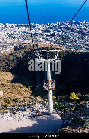 Benalmadena cableway view from Calamorro mountain.The cableway reach ...