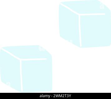 Hand drawn doodle ice cube. Contour sketch. Vector transparent illustration isolated on white ...