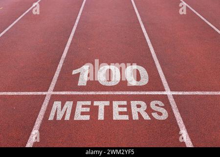 Running track 100 meters concept. Concept for olympic games or reaching ...