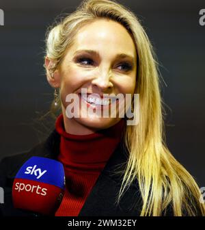 Jenna Brooks Sky Sports rugby league reporter during filming at The ...