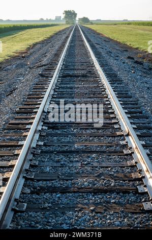 Train Tracks into the distance, Remington, IN, USA Stock Photo - Alamy