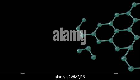 Image of 3d micro of network of molecules on black background Stock ...
