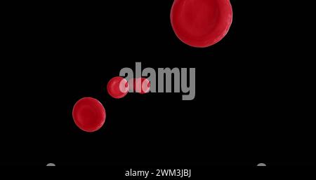 Image of micro of red blood cells on and spots on black background ...