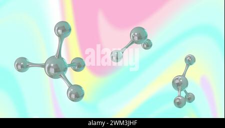 Image of micro of molecules models over multi coloured background Stock ...