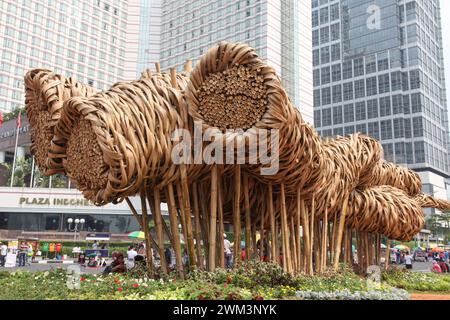 Controversial Bamboo Art Work Installation In Jakarta Indonesia Stock Controversial Bamboo Art Work Installation In Jakarta Indonesia Stock