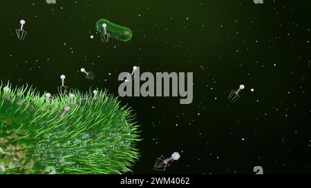 3d rendering of bacteriophages that infect and destroy bacteria Stock ...