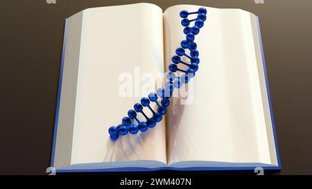 3d rendering of a open book and a DNA helix Stock Photo - Alamy