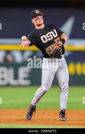 February 23, 2024: Beavers Travis Bazzana #37 makes a throw across the ...