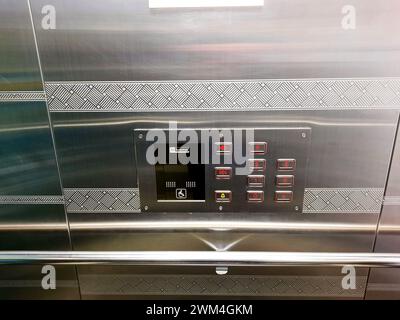 Cairo, Egypt, December 28 2023: A control panel of a TK Thyssenkrupp elevator, TK Elevator Egypt ...