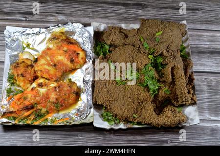 Arabic deep fried beef liver slices, beef liver covered with wheat bran ...