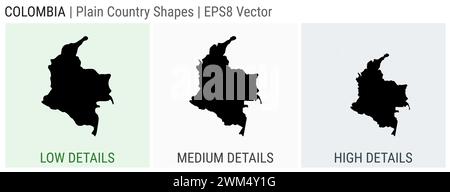 Colombia plain country map. High details. Outline regions style. Shape ...