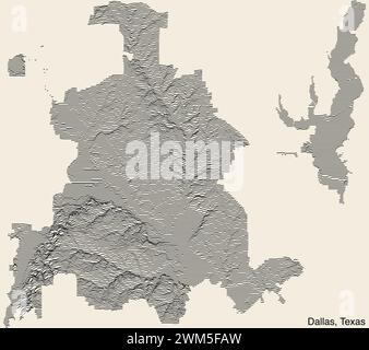 Topographic exaggerated relief map of DALLAS, TEXAS Stock Vector Image ...
