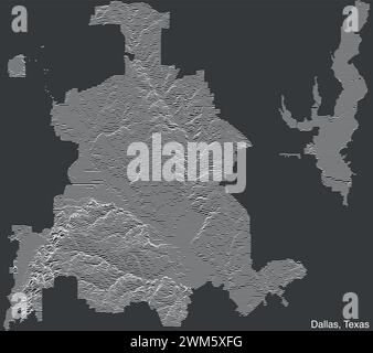 Topographic exaggerated relief map of DALLAS, TEXAS Stock Vector Image ...