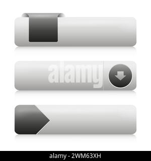 3d interface elements, buttons, menu and sliders in neumorphism style. Neumorphic white round ...