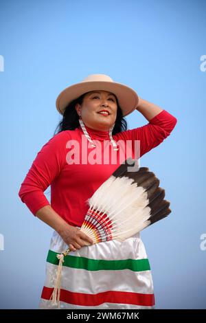 Jess Spotted Tail of the Rosebud Sioux tribe in Badlands National Park ...