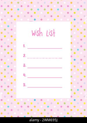 Planner, organizer template, wish list Cute vector illustration Stock ...