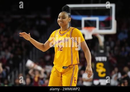 Southern California guard JuJu Watkins watches her shot during the ...