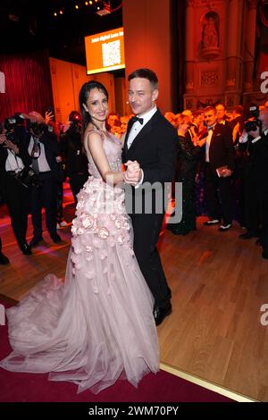 Stephanie Stumph und Tom Wlaschiha bei der Pressekonferenz zum SemperOpernball 2025 in der ...