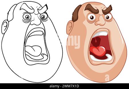 Two cartoon faces showing intense anger and frustration Stock Vector ...