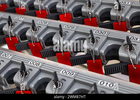 Umbrella stand locks and keys lined up in an orderly manner Stock Photo ...