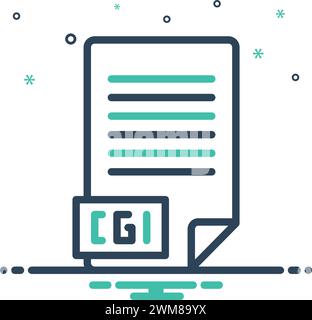 Vector illustration of CGI document icon on transparent background ...