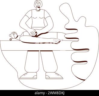 Abdominal massage treatment by professional therapist in spa. Contour ...