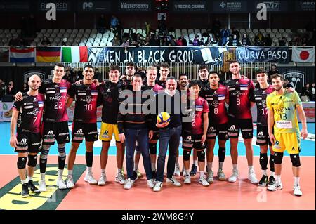 Padova, Italy. 24th Feb, 2024. Spike of Luca Porro ( Pallavolo Padova ...