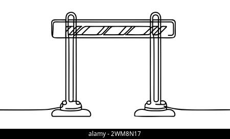 Continuous one line drawing barrier gates. Urban life. Single line draw ...