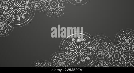 Technical drawing of gears .Rotating mechanism of round parts .Machine ...