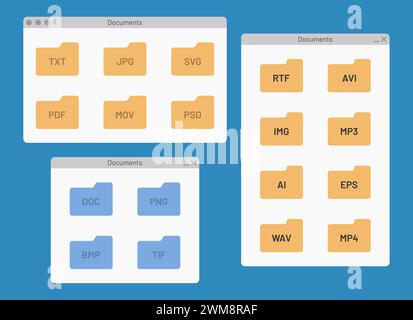 desktop interface window with folders shape icon isolated simple ui vector flat illustration ...