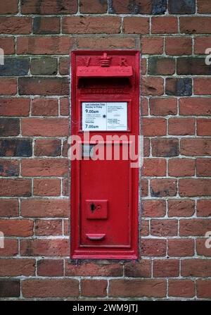A Red cast iron Queen Victoria era / Victorian wall mounted post box on ...