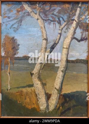 Birch Tree in a Landscape 1899 by Paula Modersohn-Becker Stock Photo ...