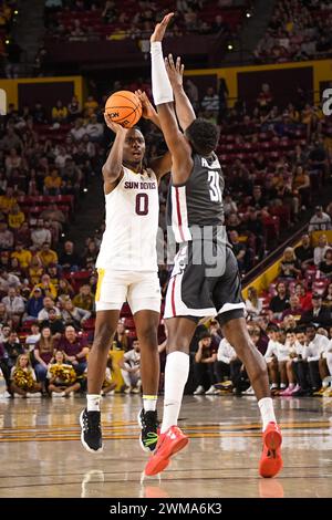 Arizona State guard Kamari Lands (0) throws up a shot as he is fouled ...