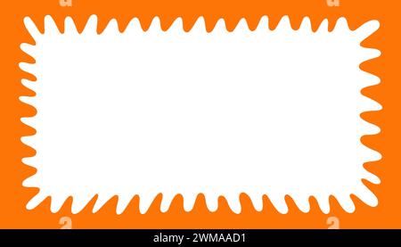 Wave rectangle frame. Doodle scalloped edge border with wavy pattern ...