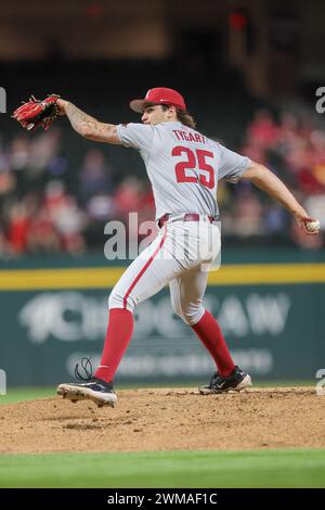 February 24, 2024: Arkansas pitcher Colin Fisher #38 prepares to ...