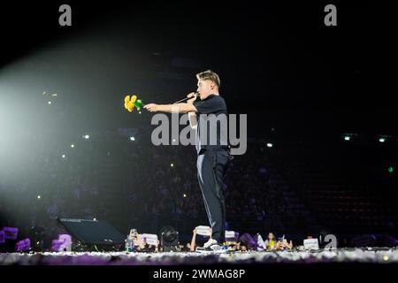 Italian singer Alfa (Andrea de Filippi) performs on stage during the ...
