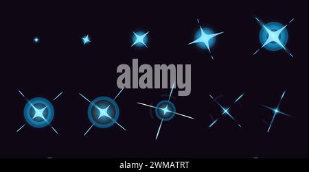 Cartoon lightning sprite animation effect, vector fx game ui. Thunder ...