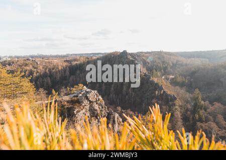 Mountainous and rocky environment of the Divoka Sarka valley in the ...