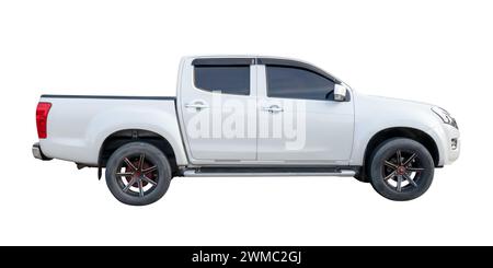 Side view of bronze or white pickup truck is isolated on white ...