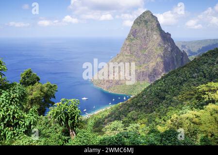 View of the iconic Petit Piton from Tet Paul nature trail viewpoint ...