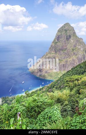 View of the iconic Petit Piton from Tet Paul nature trail viewpoint ...