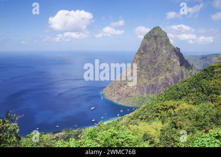 View of the iconic Petit Piton from Tet Paul nature trail viewpoint ...